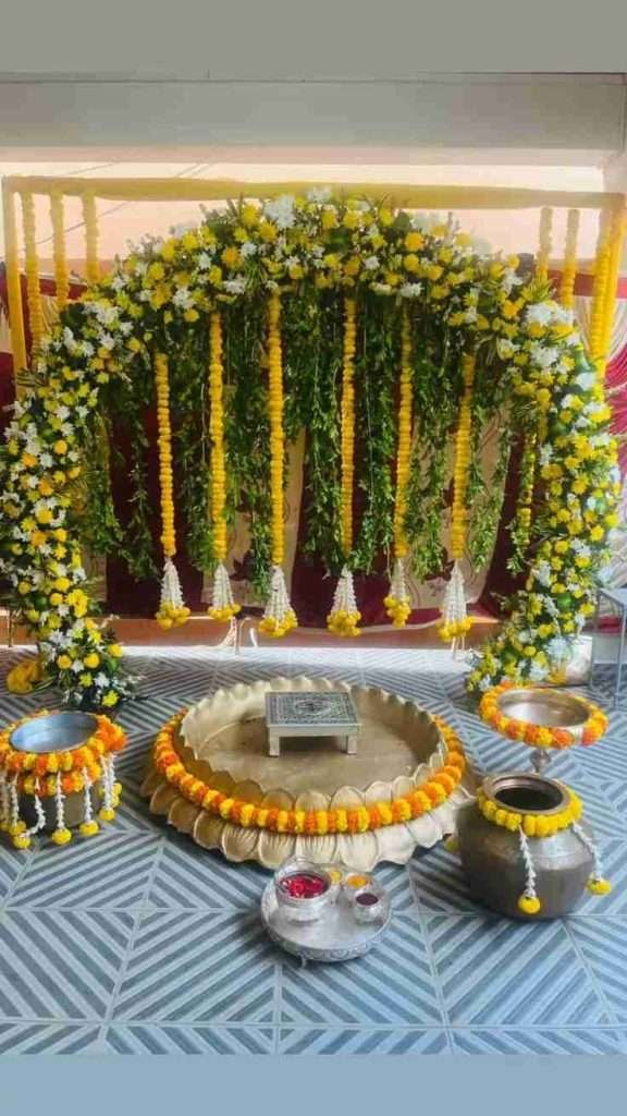 15 Background Haldi Decoration: Vibrant & Traditional Setups - Simple ...